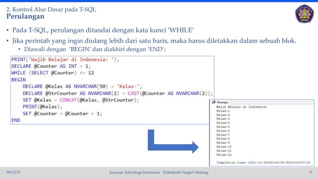Pemrograman dengan Transact SQL Bagian-1 | PDF