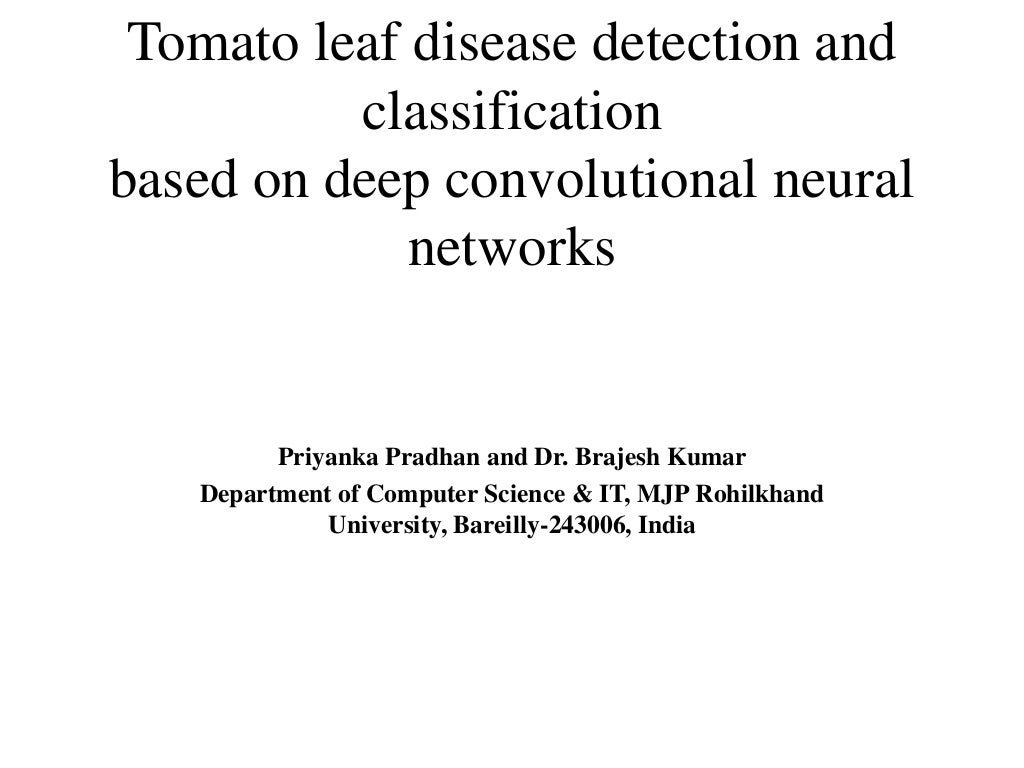 Tomato Disease Detection Using Deep Learning Convolutional Neural