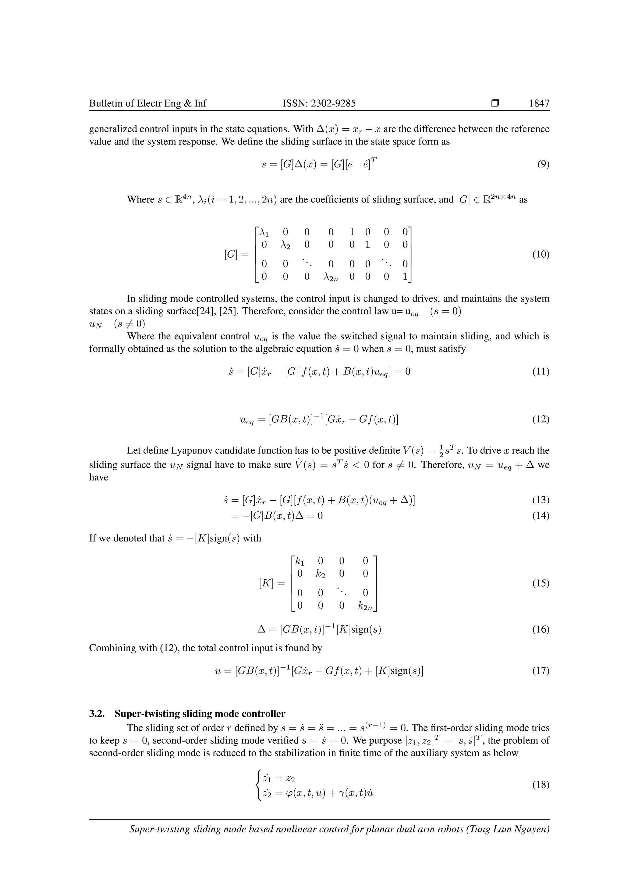 Super-twisting sliding mode based nonlinear control for planar dual arm robots | PDF