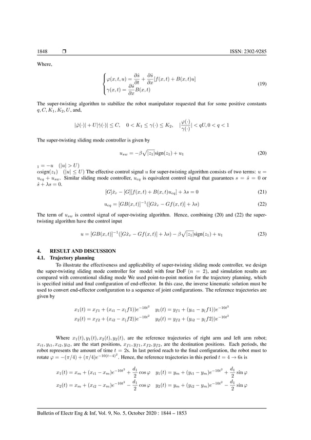 Super-twisting sliding mode based nonlinear control for planar dual arm robots | PDF