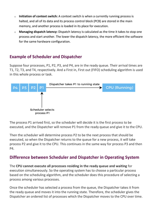 CSI-503 - 13. Scheduler and Dispatcher | PDF
