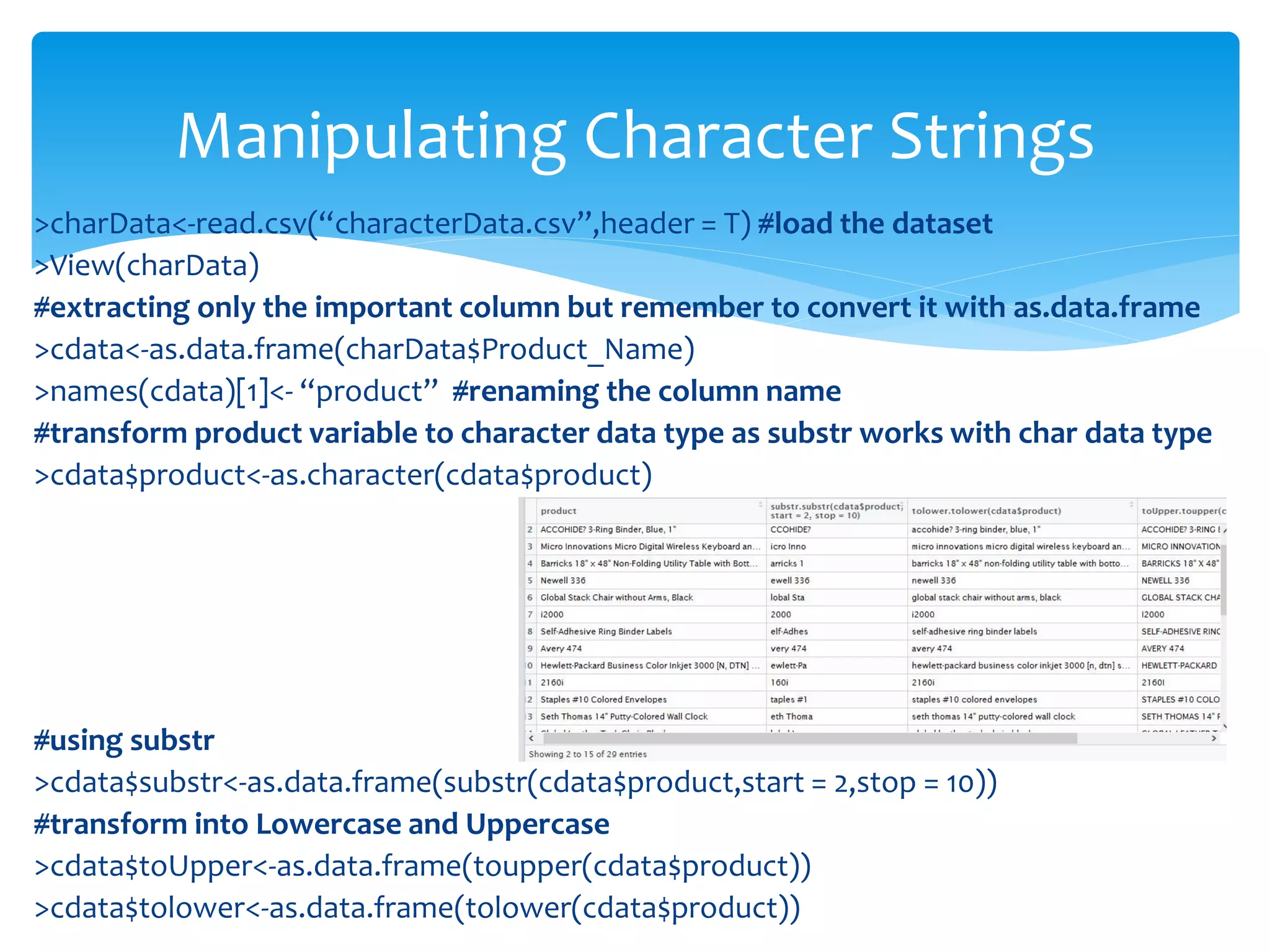 Transpose and manipulate character strings | PPT