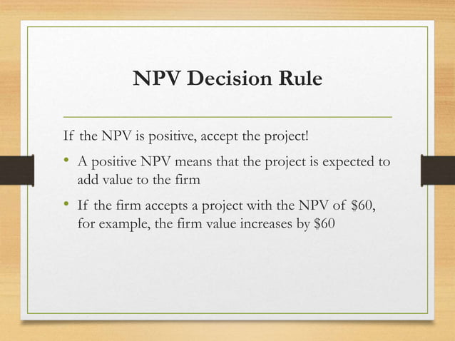 13. NPV rule, cash flow calculations, discount rates in Capital ...