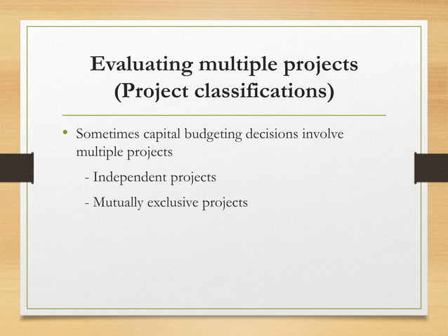 13. NPV rule, cash flow calculations, discount rates in Capital ...