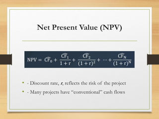 13. NPV rule, cash flow calculations, discount rates in Capital ...