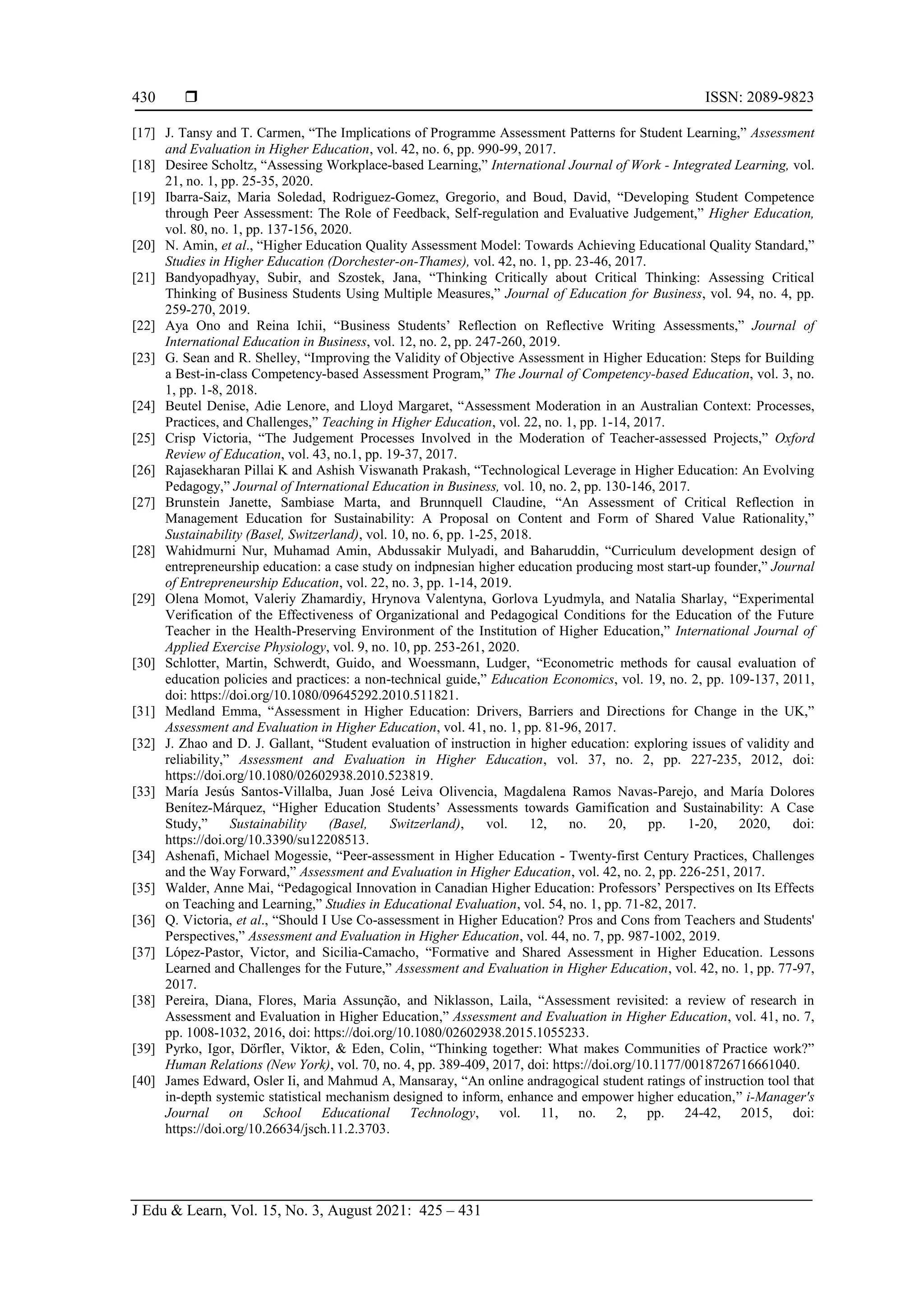 Assessment and verification: A higher education perspective | PDF