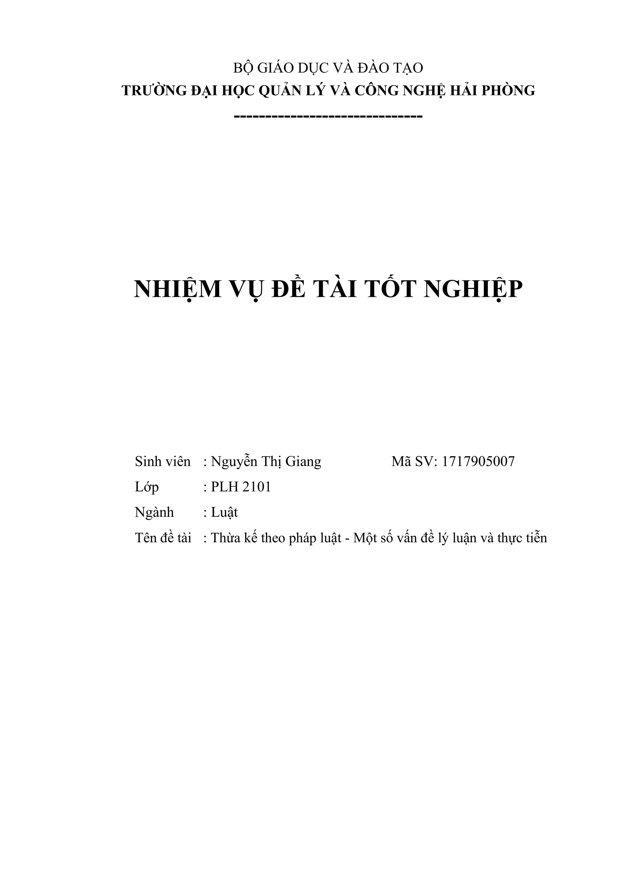 KHÓA LUẬN: PHÁP LUẬT VỀ QUYỀN THỪA KẾ | DOC