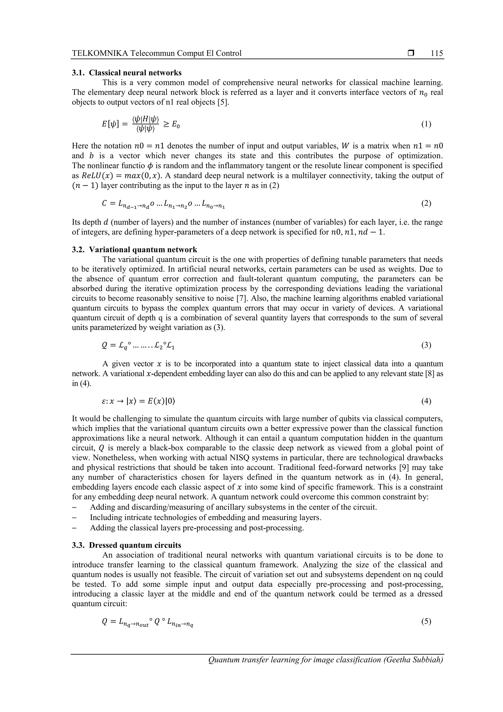 Quantum transfer learning for image classification | PDF