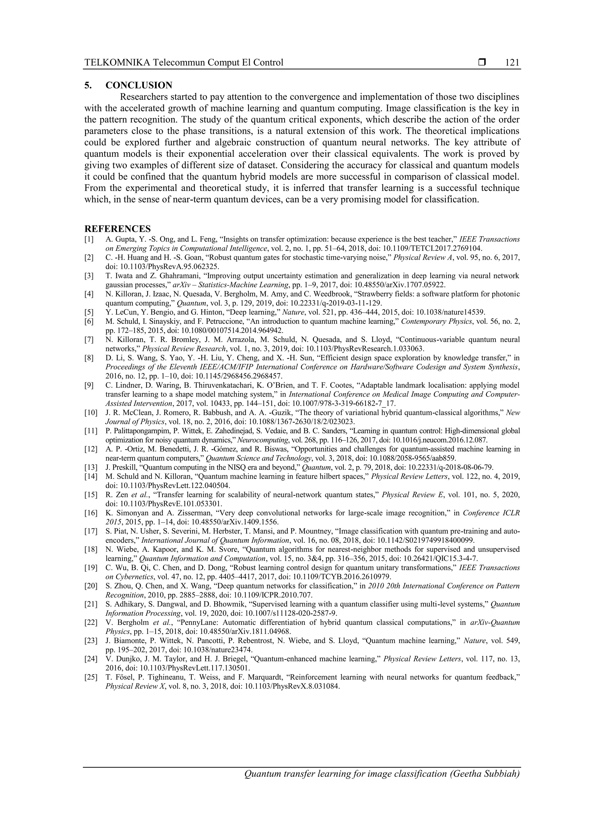 Quantum transfer learning for image classification | PDF