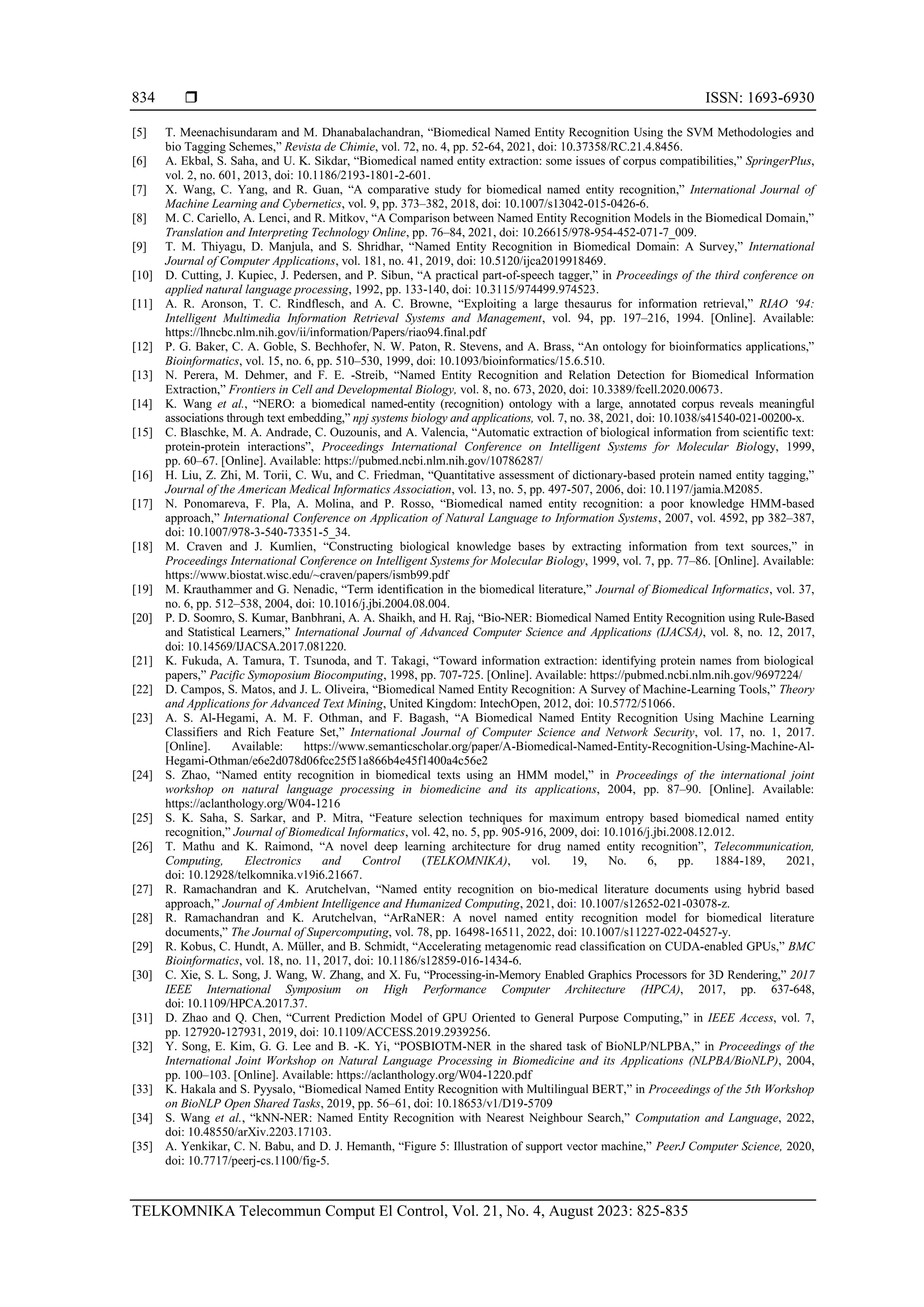 Biomedical-named entity recognition using CUDA accelerated KNN algorithm | PDF