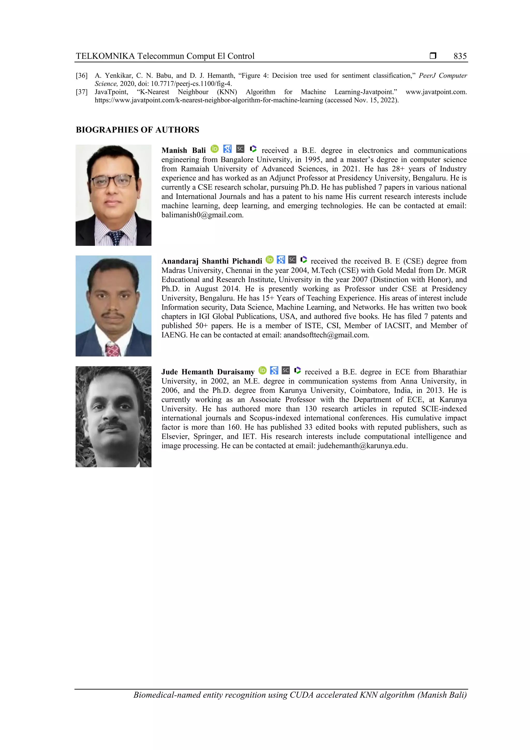 Biomedical-named entity recognition using CUDA accelerated KNN algorithm | PDF | Free Download