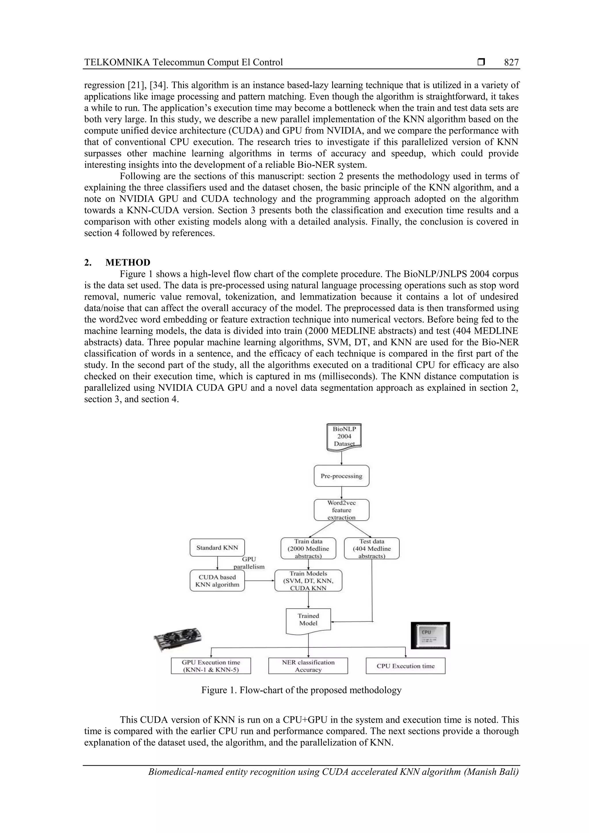 Biomedical-named entity recognition using CUDA accelerated KNN algorithm | PDF