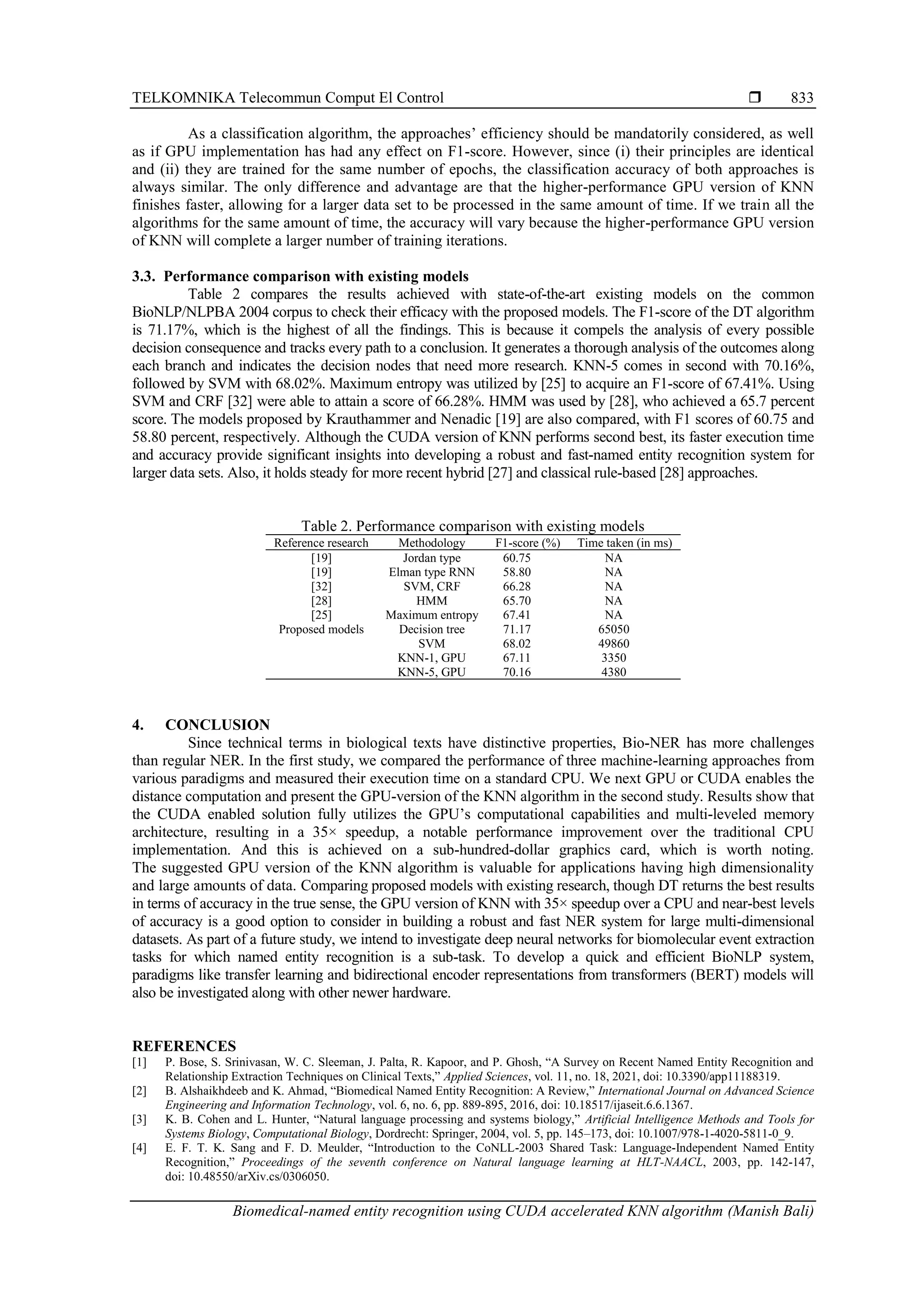 Biomedical Named Entity Recognition Using Cuda Accelerated Knn Algorithm Pdf