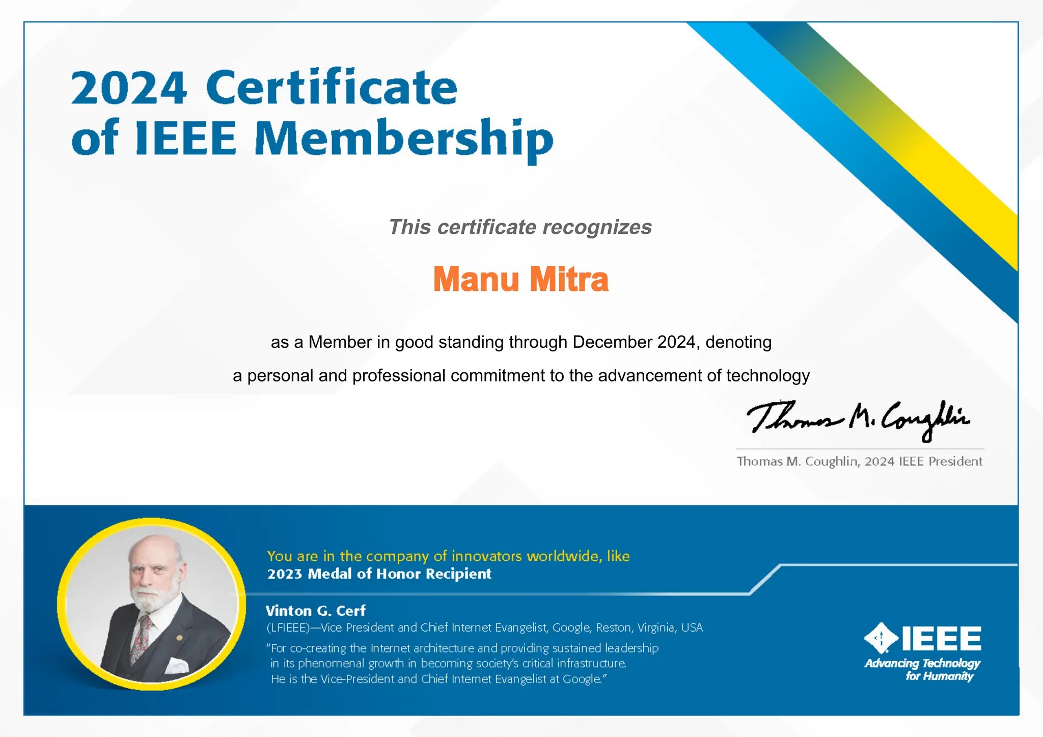 13. IEEE 2024 Membership Certificate | PPT