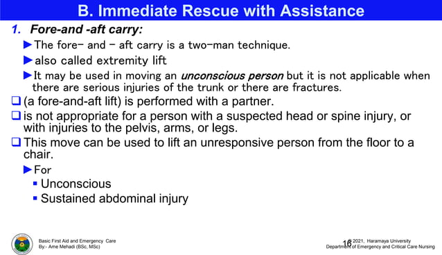Emergency Rescue & Transfer.pptx | First Aid | Injuries