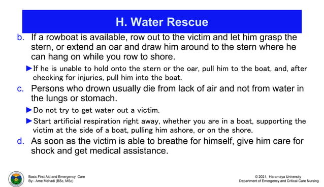 Emergency Rescue & Transfer.pptx | First Aid | Injuries
