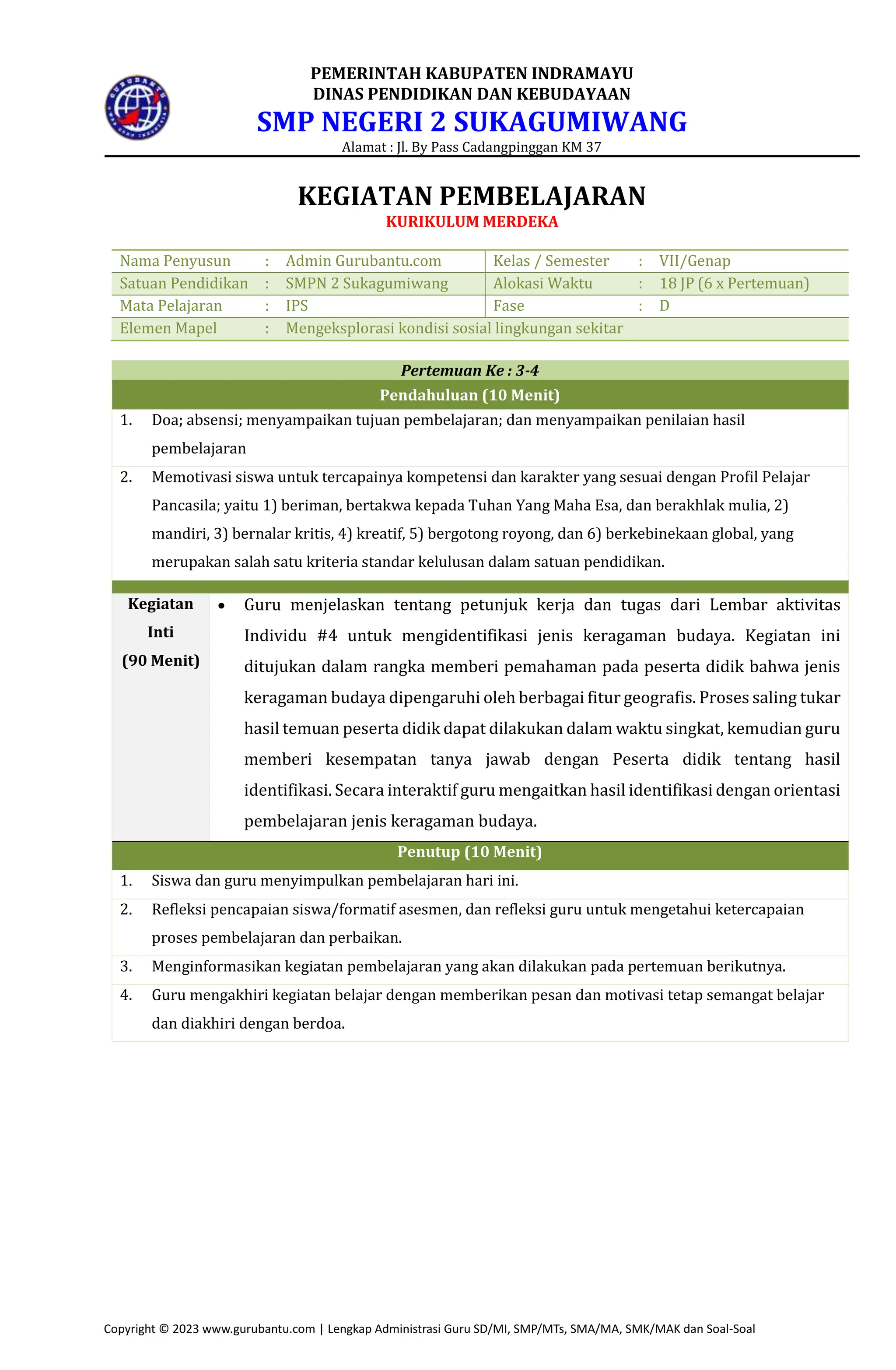 13. Modul Ajar IPS Sem 2 - Tema 4.docx kelas 7 kurikulum merdeka | DOCX