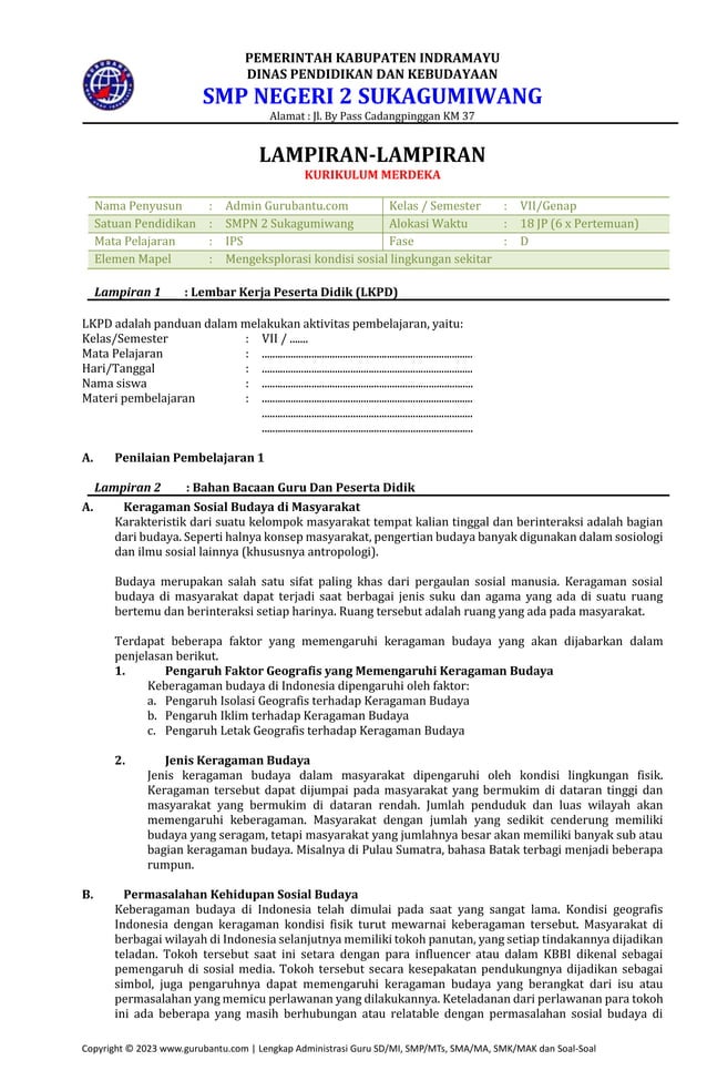 13. Modul Ajar IPS Sem 2 - Tema 4.docx kelas 7 kurikulum merdeka | DOCX