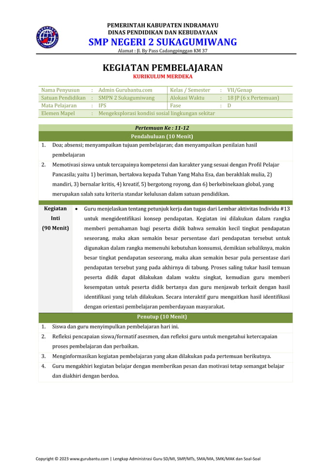 13. Modul Ajar IPS Sem 2 - Tema 4.docx kelas 7 kurikulum merdeka | DOCX
