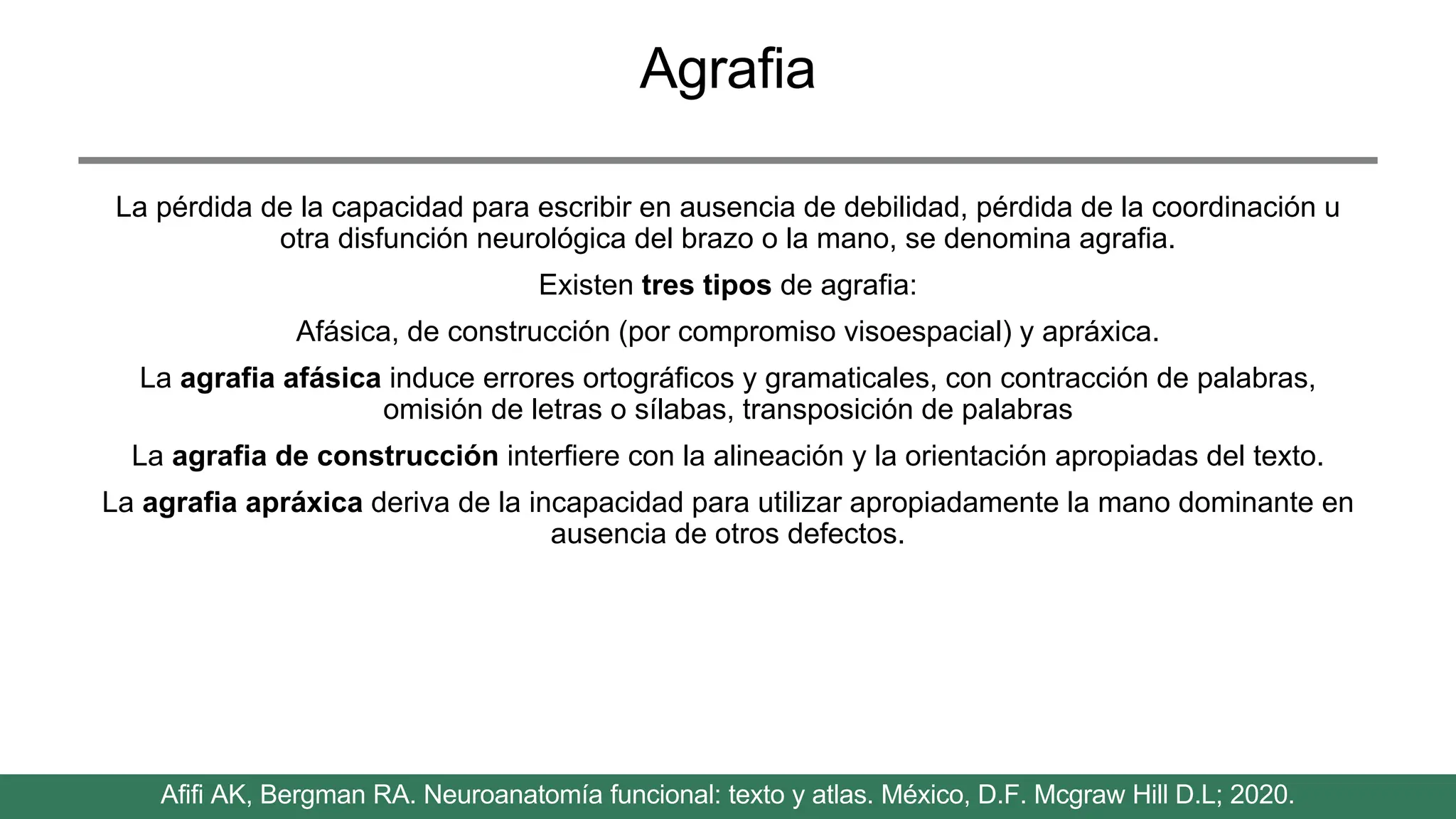13. Afasia, alexia y agrafia. Presentación basica | PPTX | Brain and ...