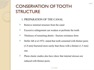 PROSTHODONTIC MANAGEMENT OF ENDODONTICALLY TREATED TEETH | PPTX