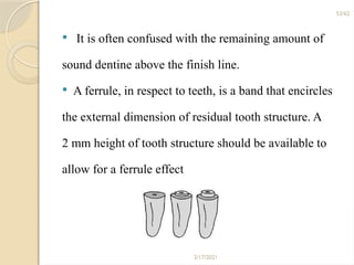 PROSTHODONTIC MANAGEMENT OF ENDODONTICALLY TREATED TEETH | PPTX