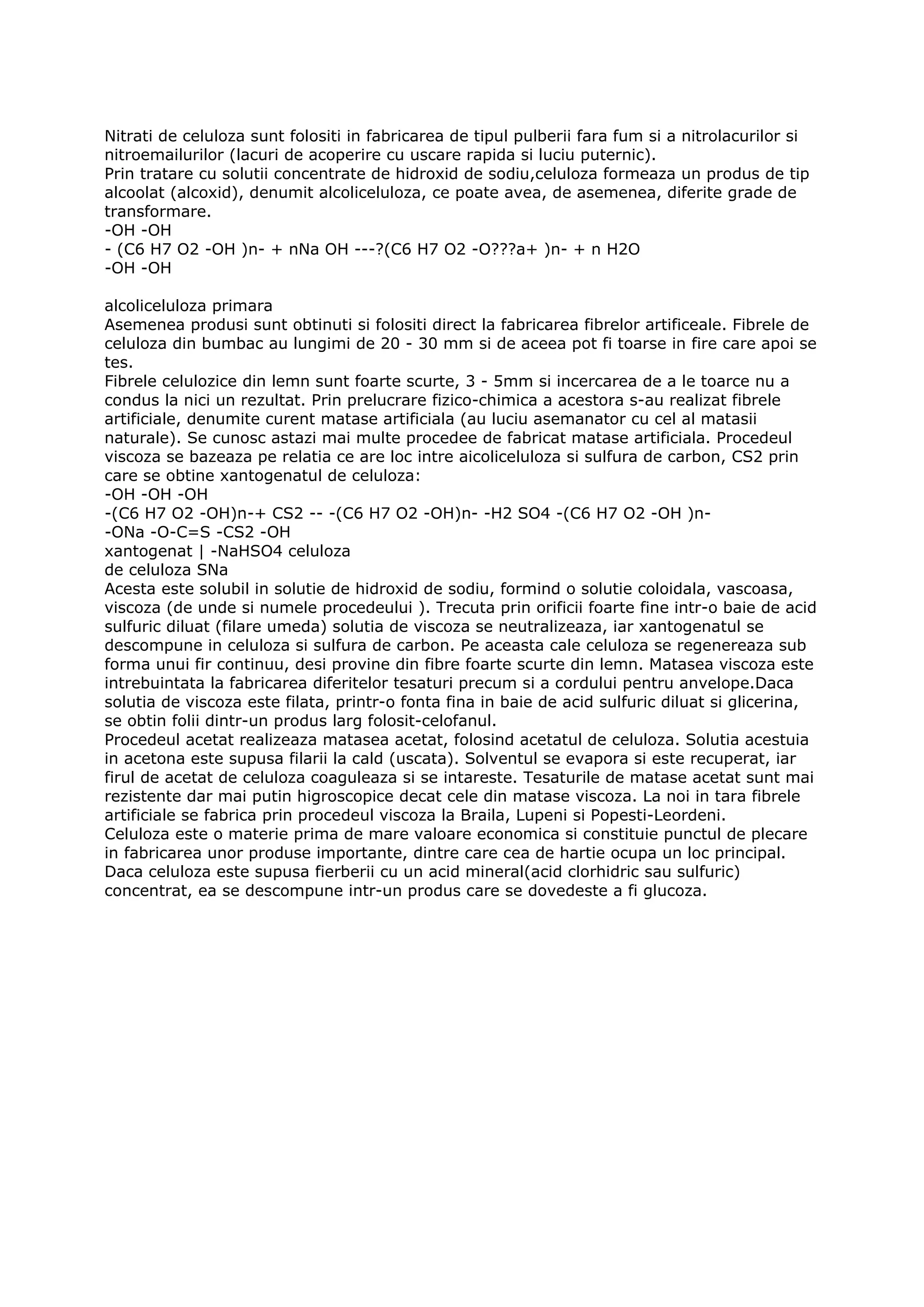 CELULOZA este polizaharida cea mai raspindita in natura | PDF