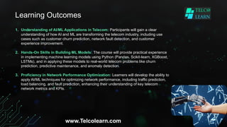 AI/ML in Telecom - Deep Dive Training by TelcoLearn | PDF