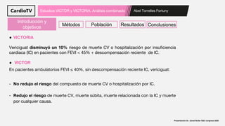 Estudios VICTOR y VICTORIA. Análisis combinado ESC Congress 2025 | PDF