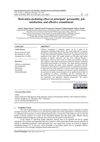 Motivation mediating effect on principals’ personality, job ...