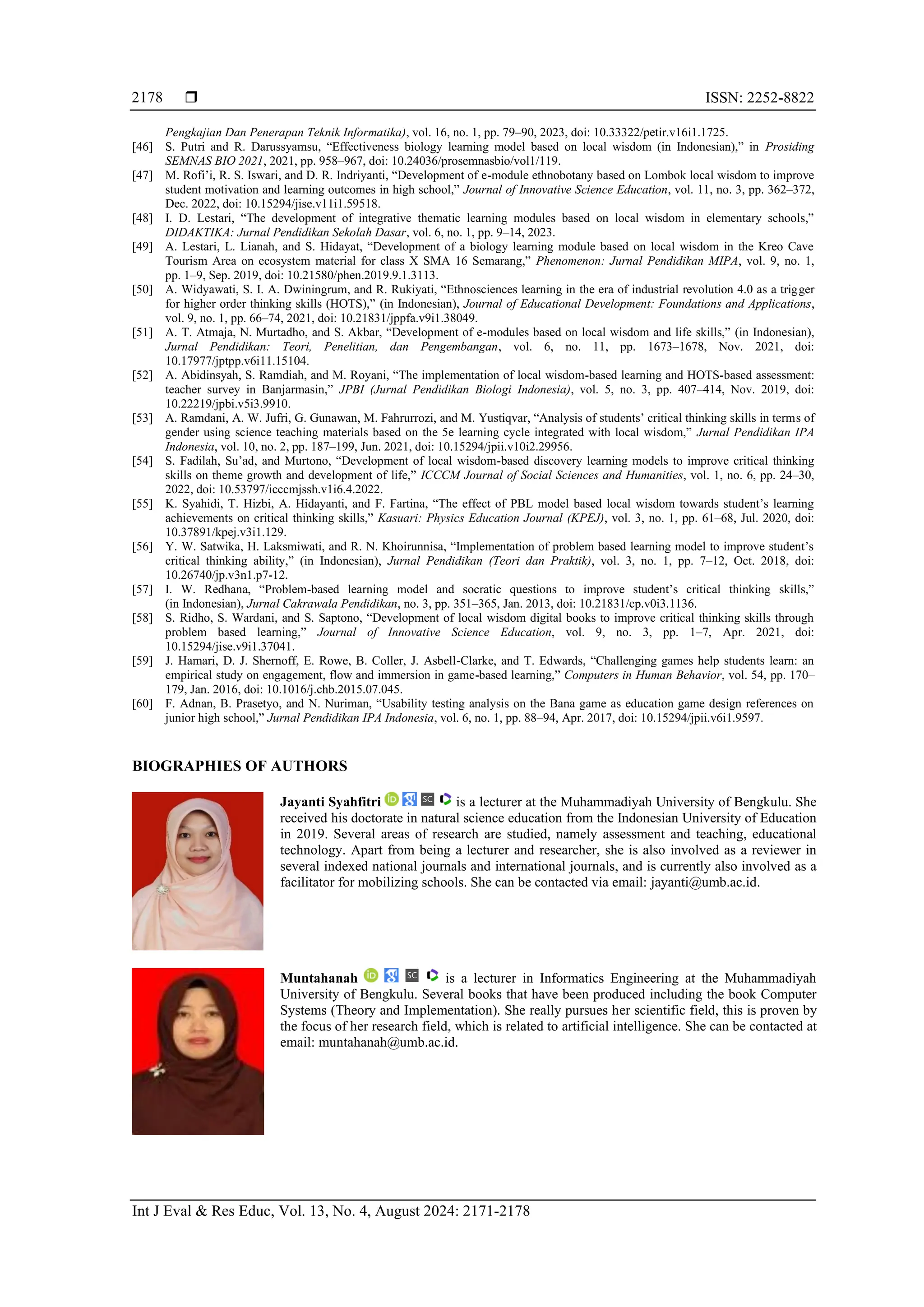 The effectiveness of local wisdom-based interactive digital module on ...