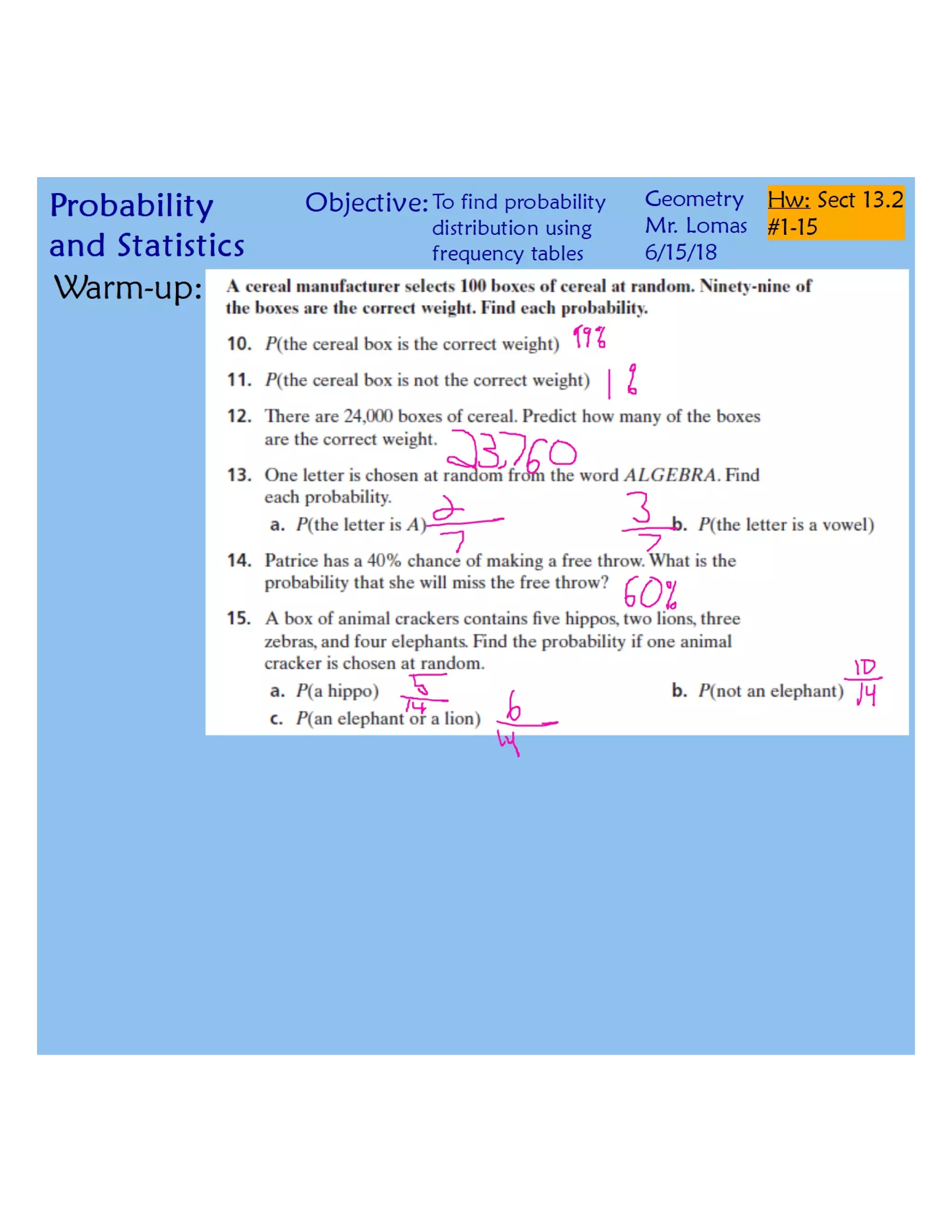 13 2 frequency tables and counting principle | PDF
