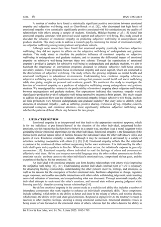 Emotional empathy predicting subjective well-being: undergraduate and ...