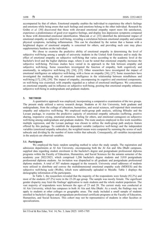 Emotional empathy predicting subjective well-being: undergraduate and ...