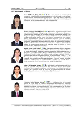 Maintenance management of physical infrastructure in educational ...