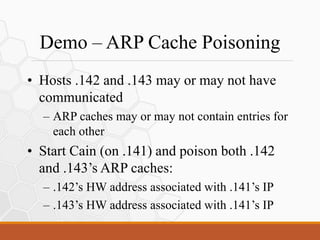 Address Resolution Protocol Cache Poisoning | PPT