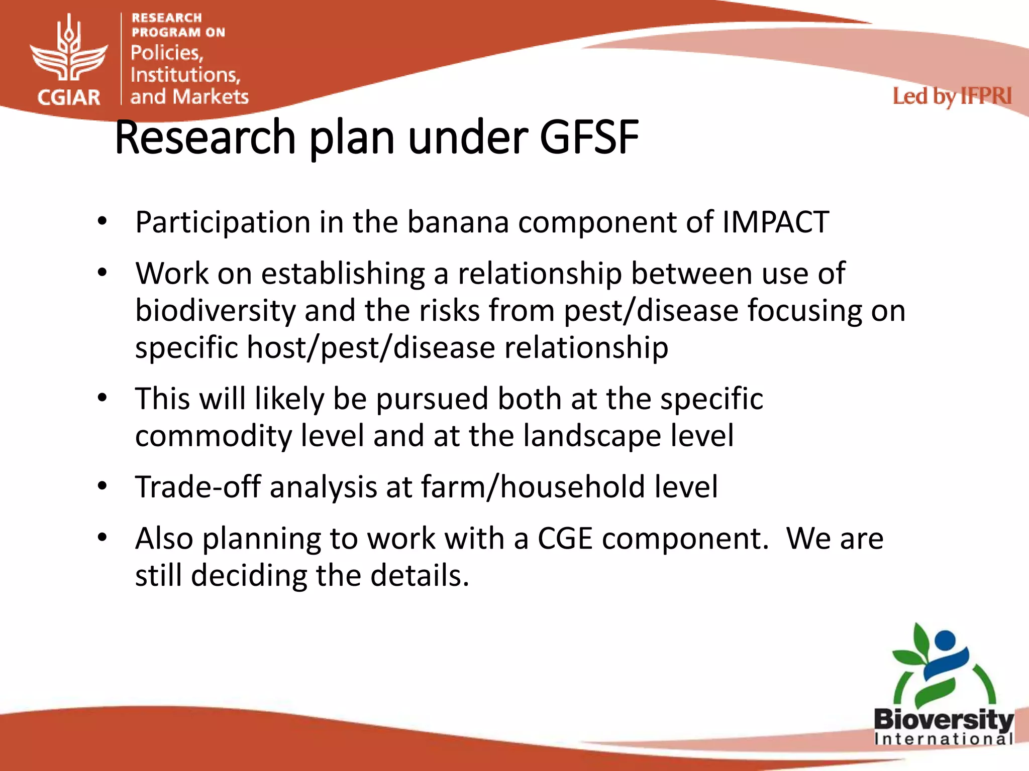 13 bioversity plan for gfsf | PPTX | Agriculture | Industries