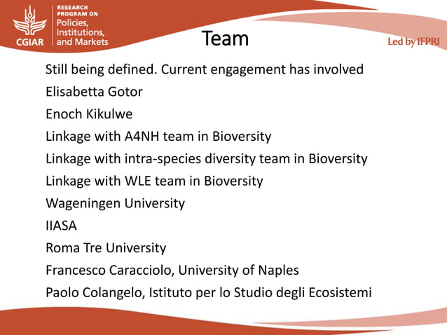 13 bioversity plan for gfsf | PPTX | Agriculture | Industries