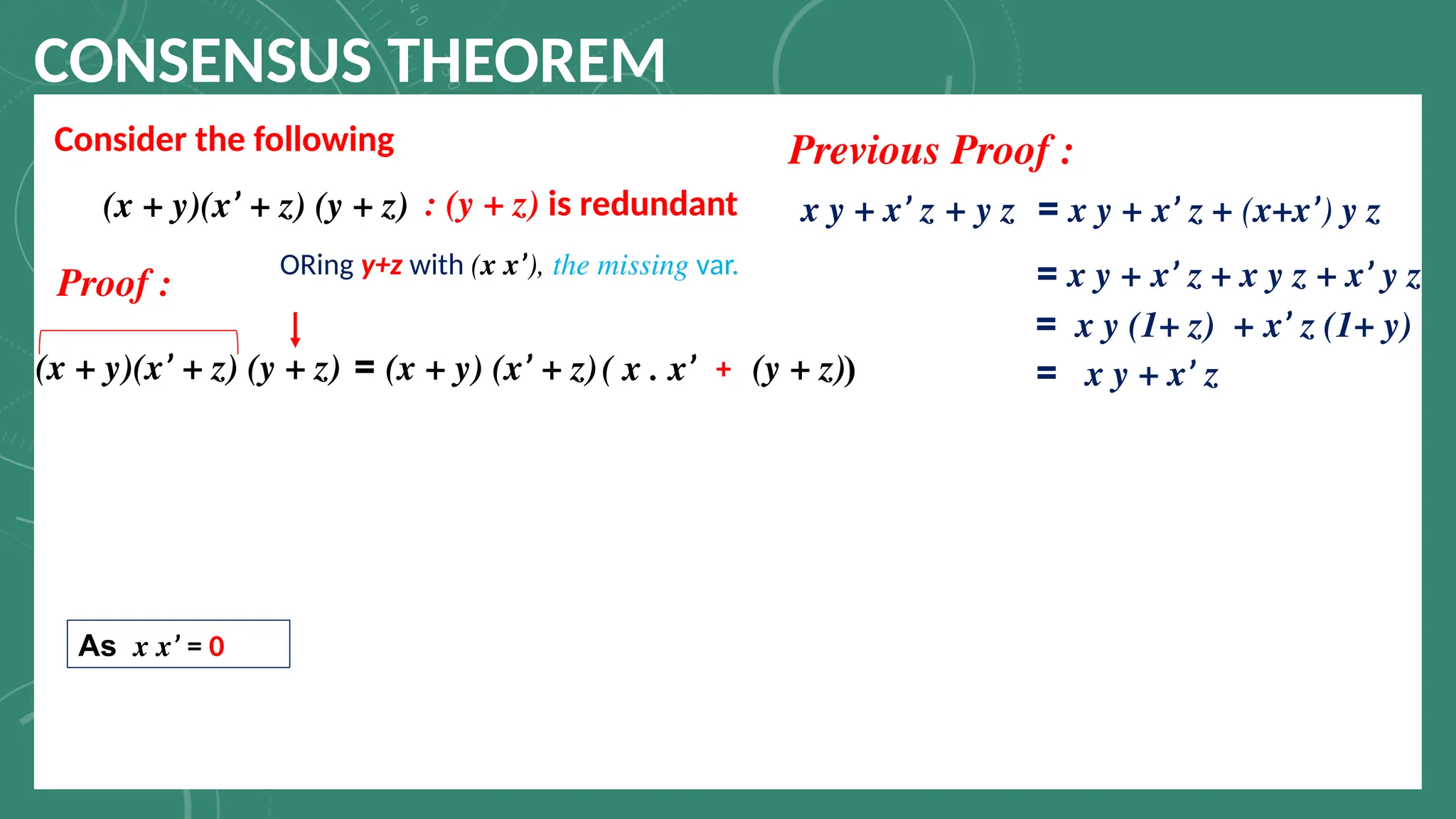 13 - Consenses Theorem in Digital Logic Design.pptx
