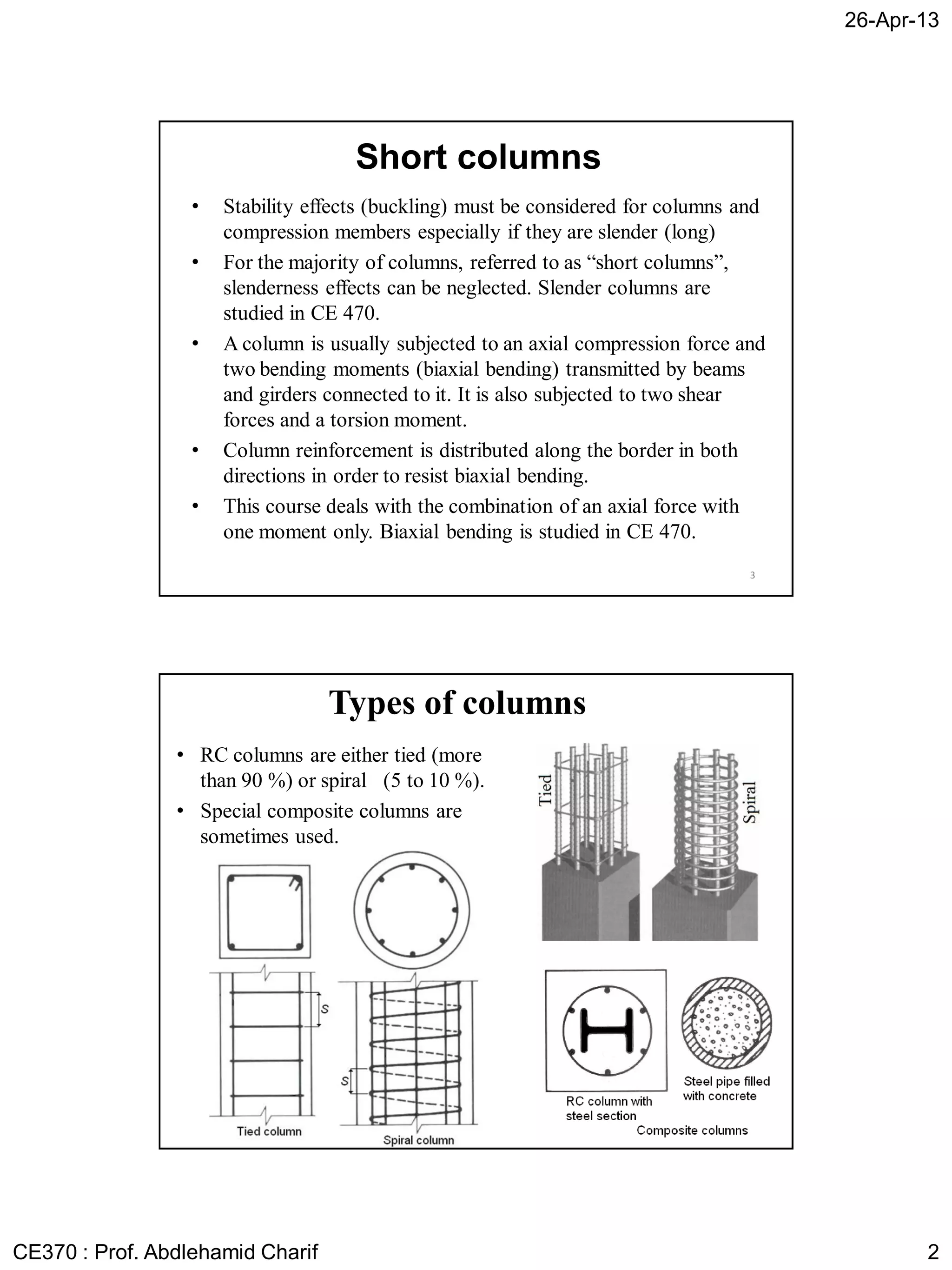 Lec12 Continuous Beams and One Way Slabs(2) Columns (Reinforced ...