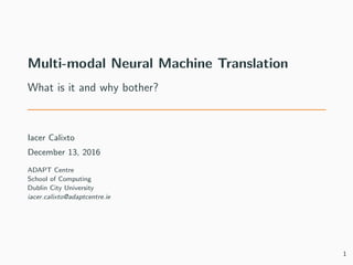 Multi-modal Neural Machine Translation - Iacer Calixto | PDF