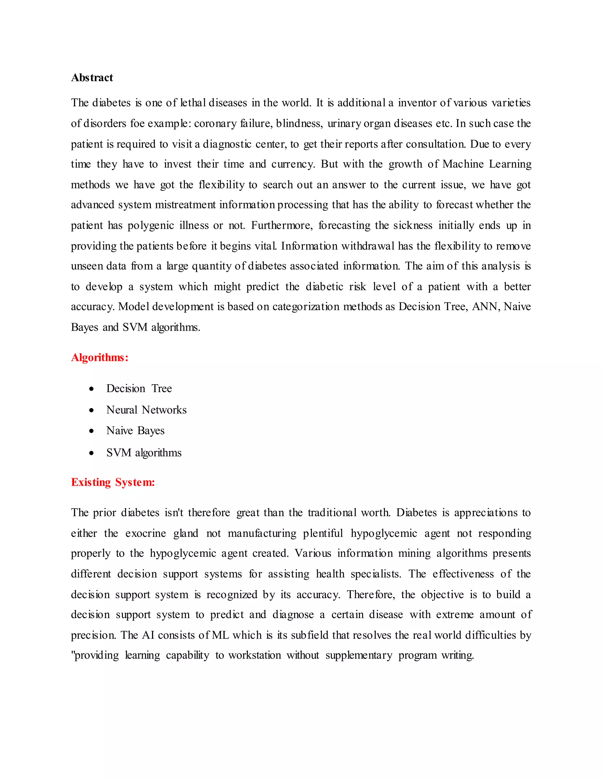 Diabetes Prediction Using Different Machine Learning Approaches Docx