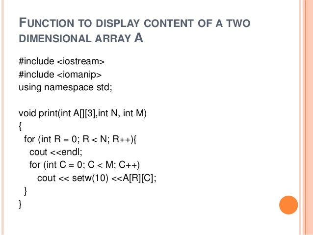2 Dimensional Arrays