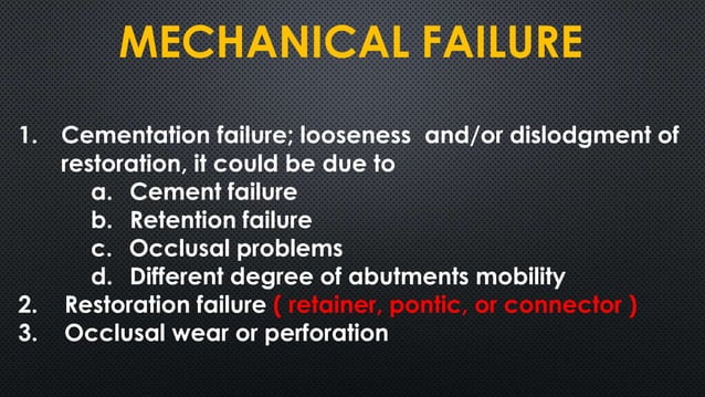 13- failures in fixed prosthesis.pptx sunumu için gerekli | PPT