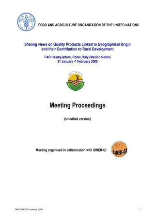 Sharing views on Quality Products Linked to Geographical Origin and ...