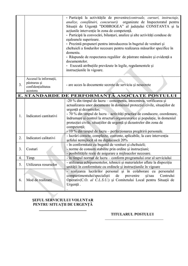 Fisa postului sp. prevenire-model | PDF