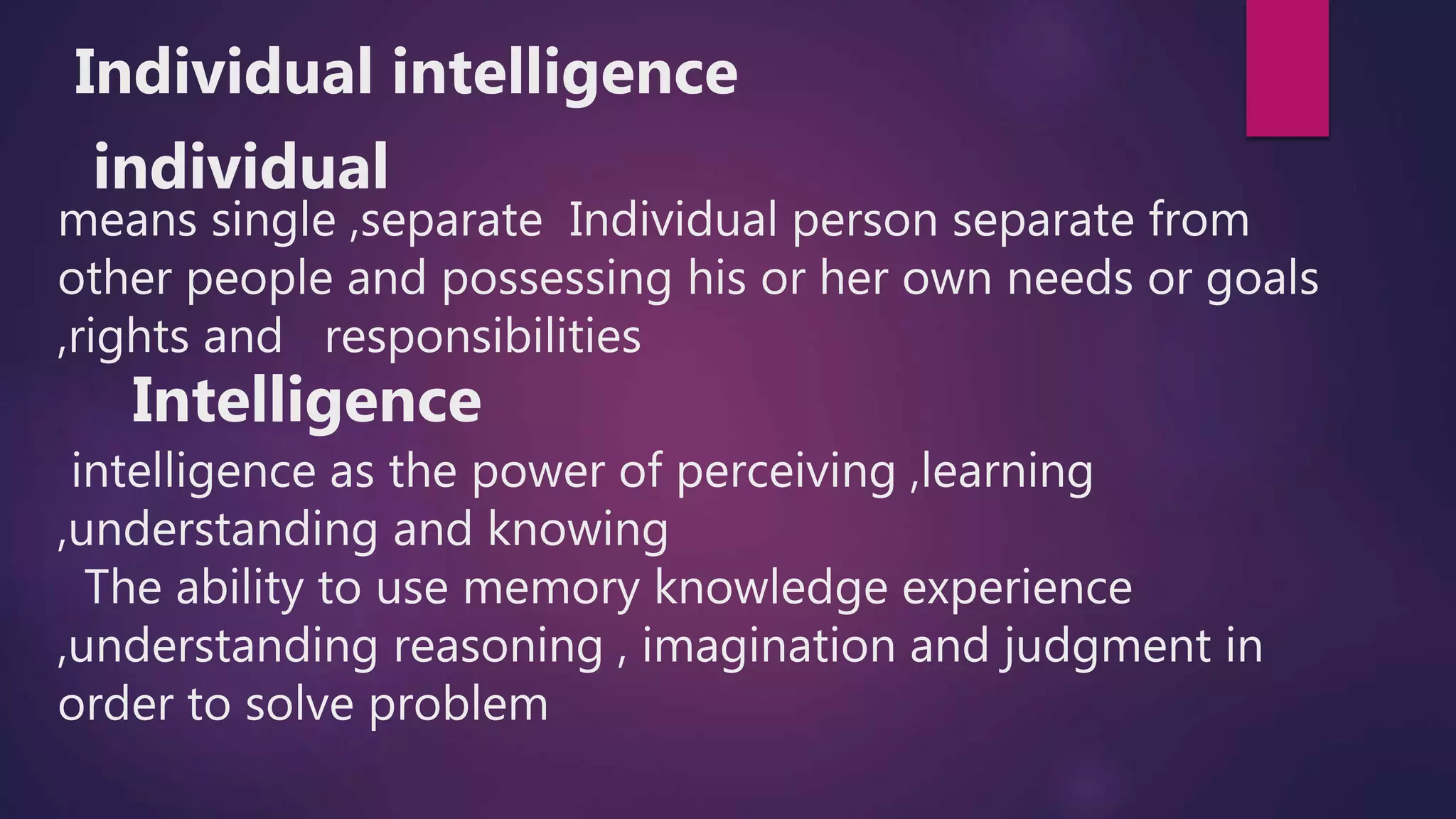 Individual Differences in Intelligence | PPTX
