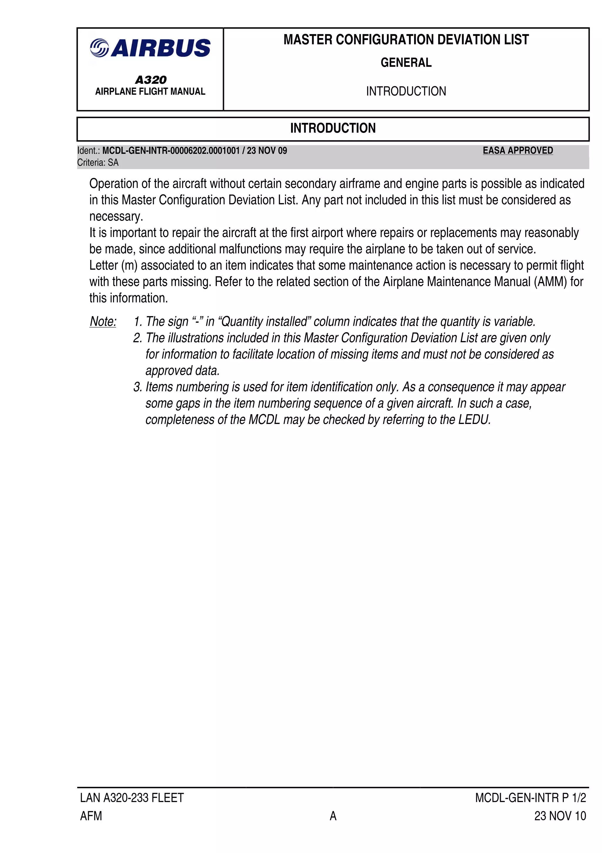 13 master configuration deviation list a-320 | PDF