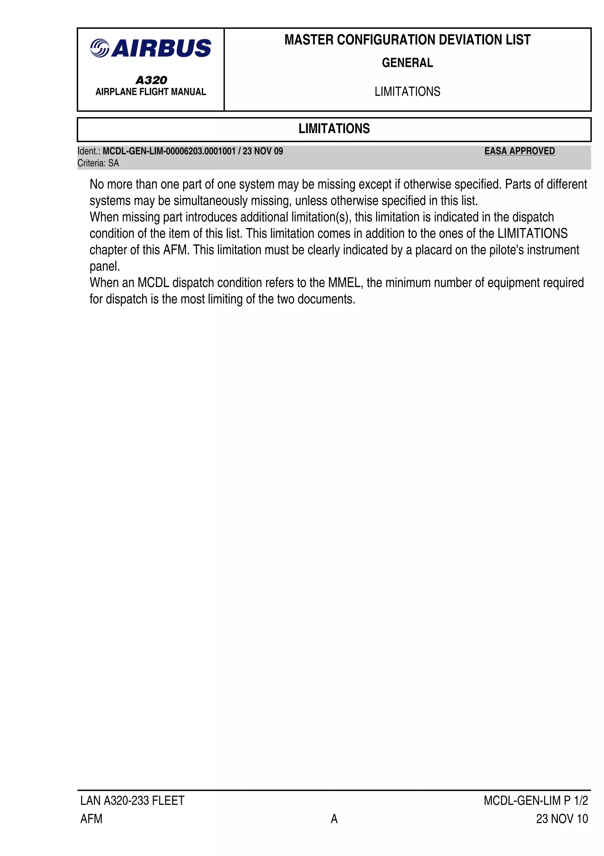13 master configuration deviation list a-320 | PDF