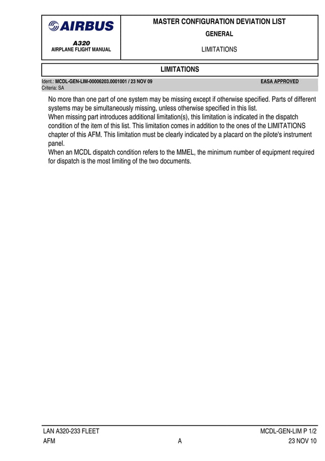 13 master configuration deviation list a-320 | PDF | Air Travel ...